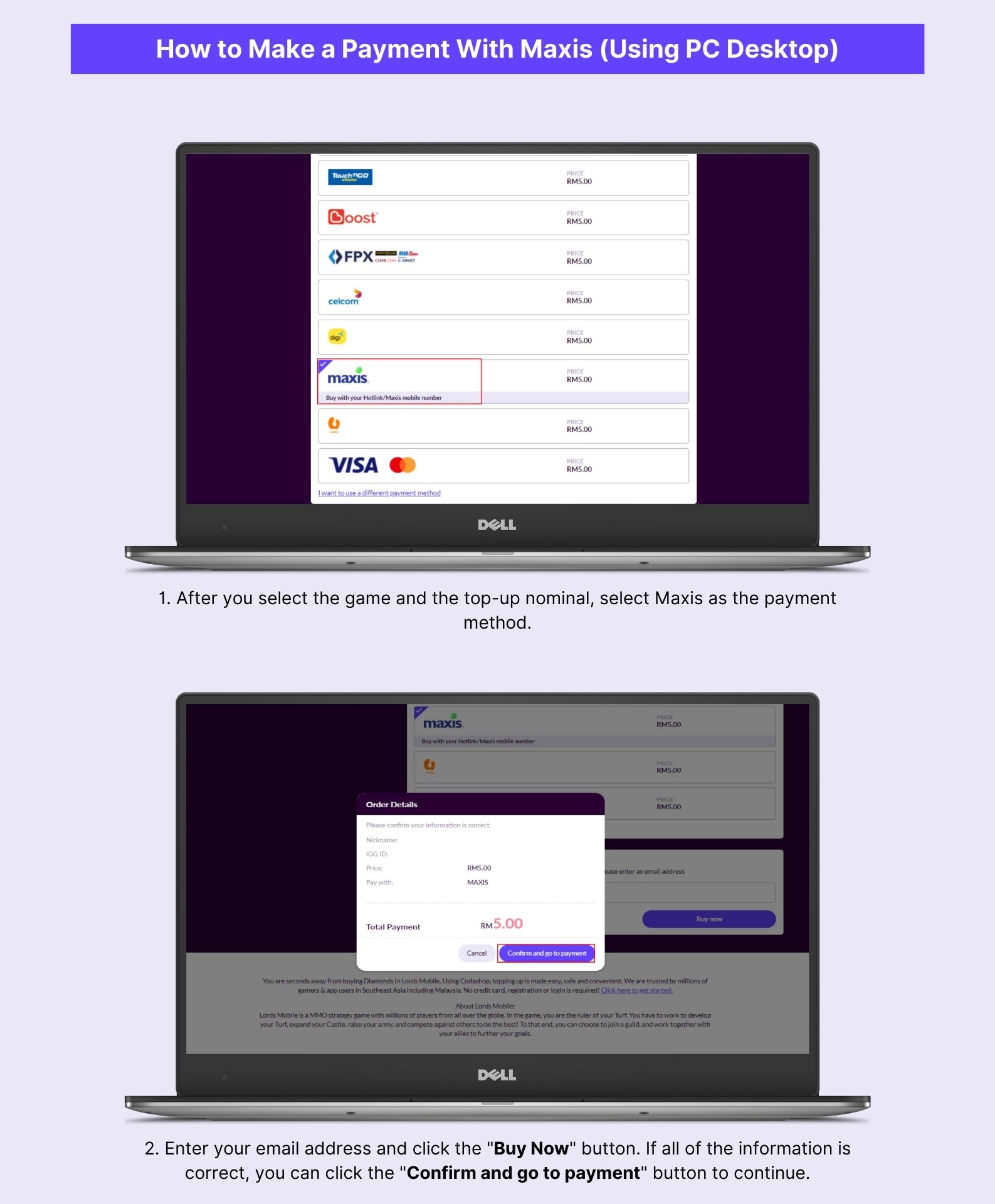How to Make a Payment With Maxis – Codashop Malaysia