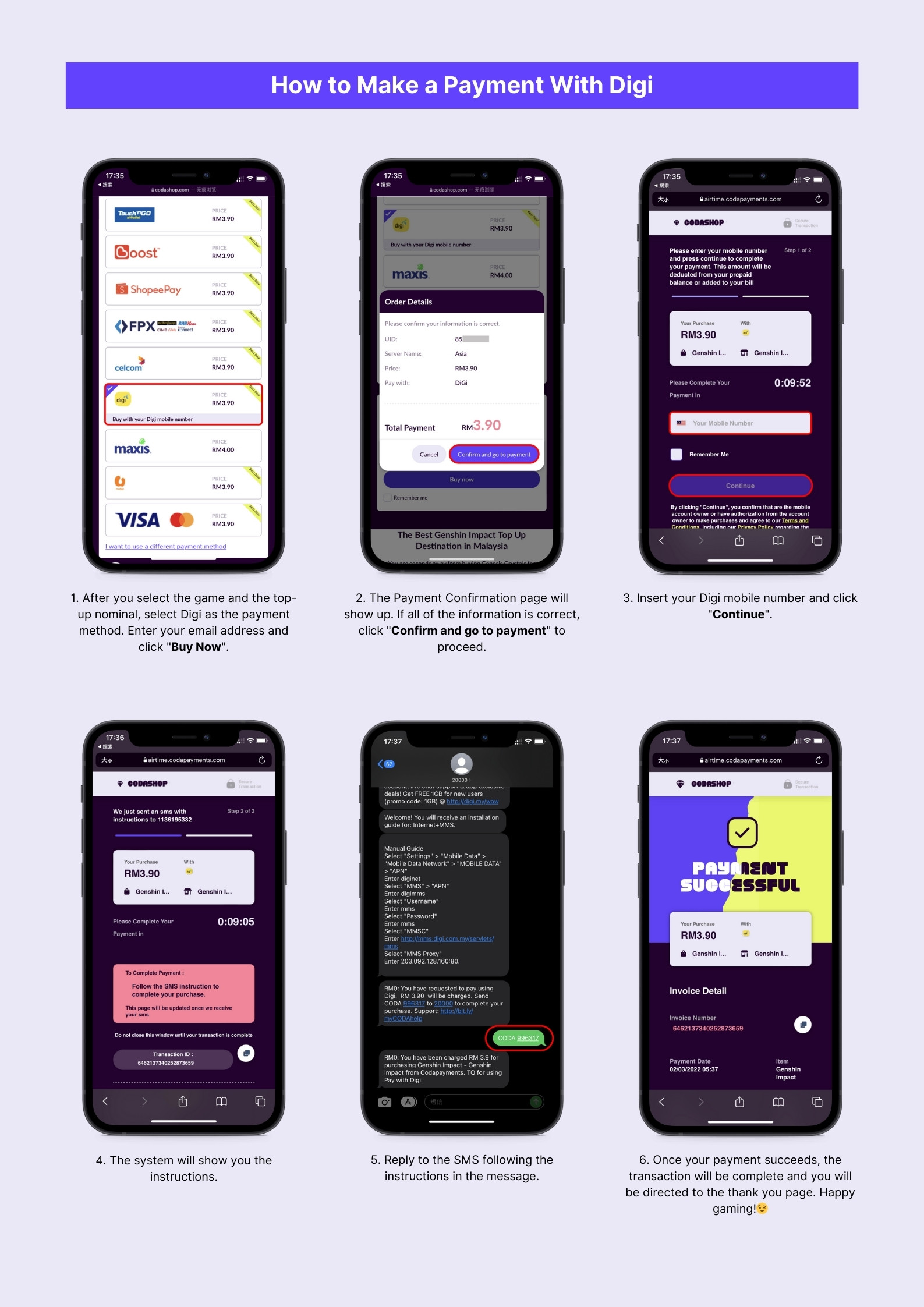 How to Make a Payment With Digi – Codashop Malaysia