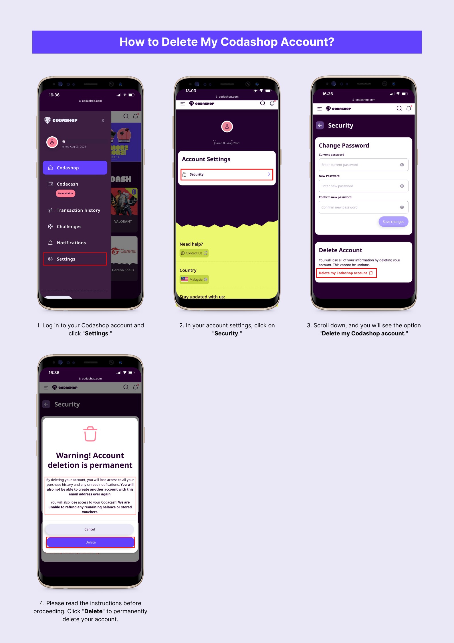 How to Delete My Codashop Account? – Codashop Malaysia