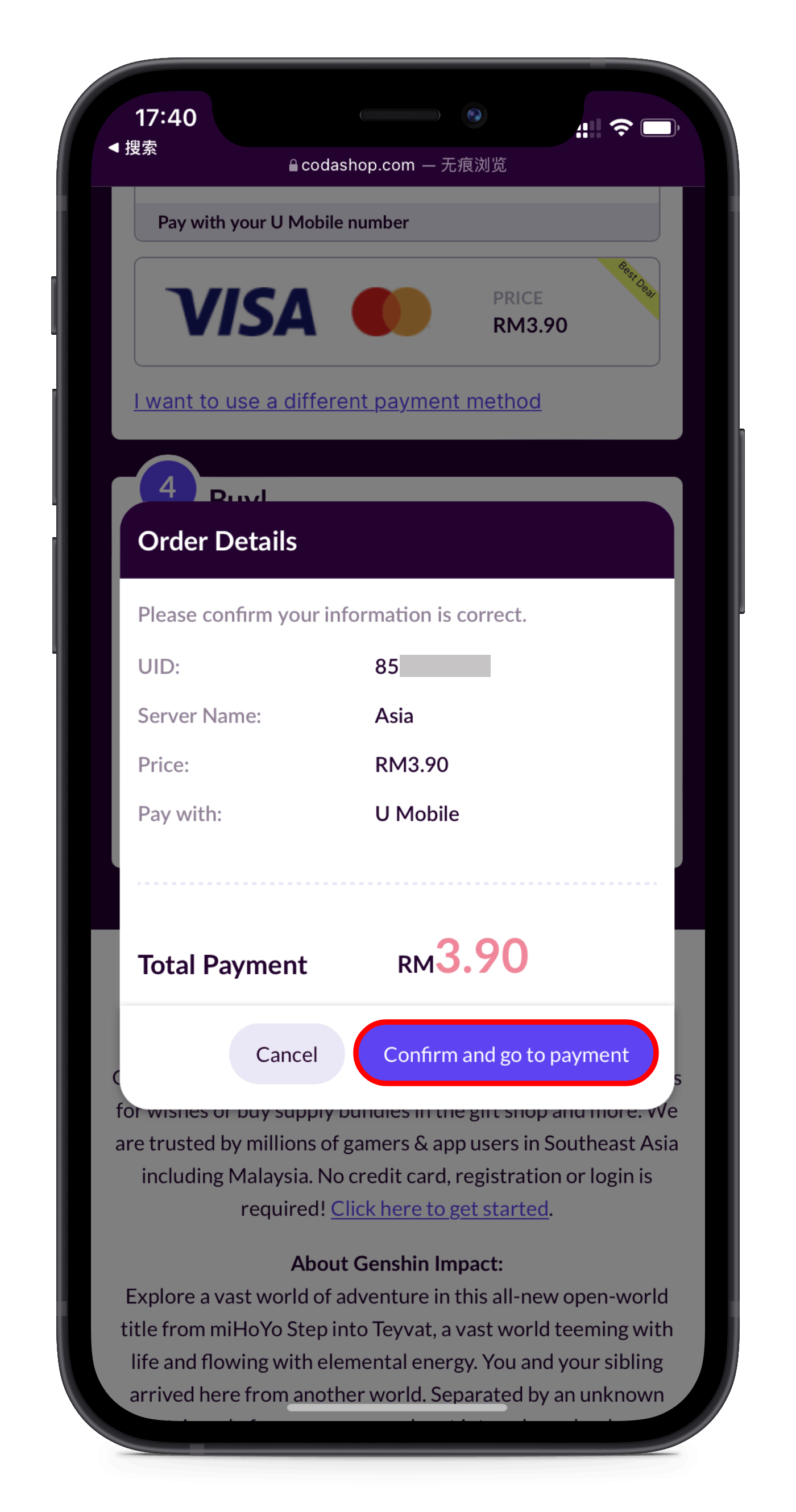How To Make A Payment With U Mobile – Codashop Malaysia