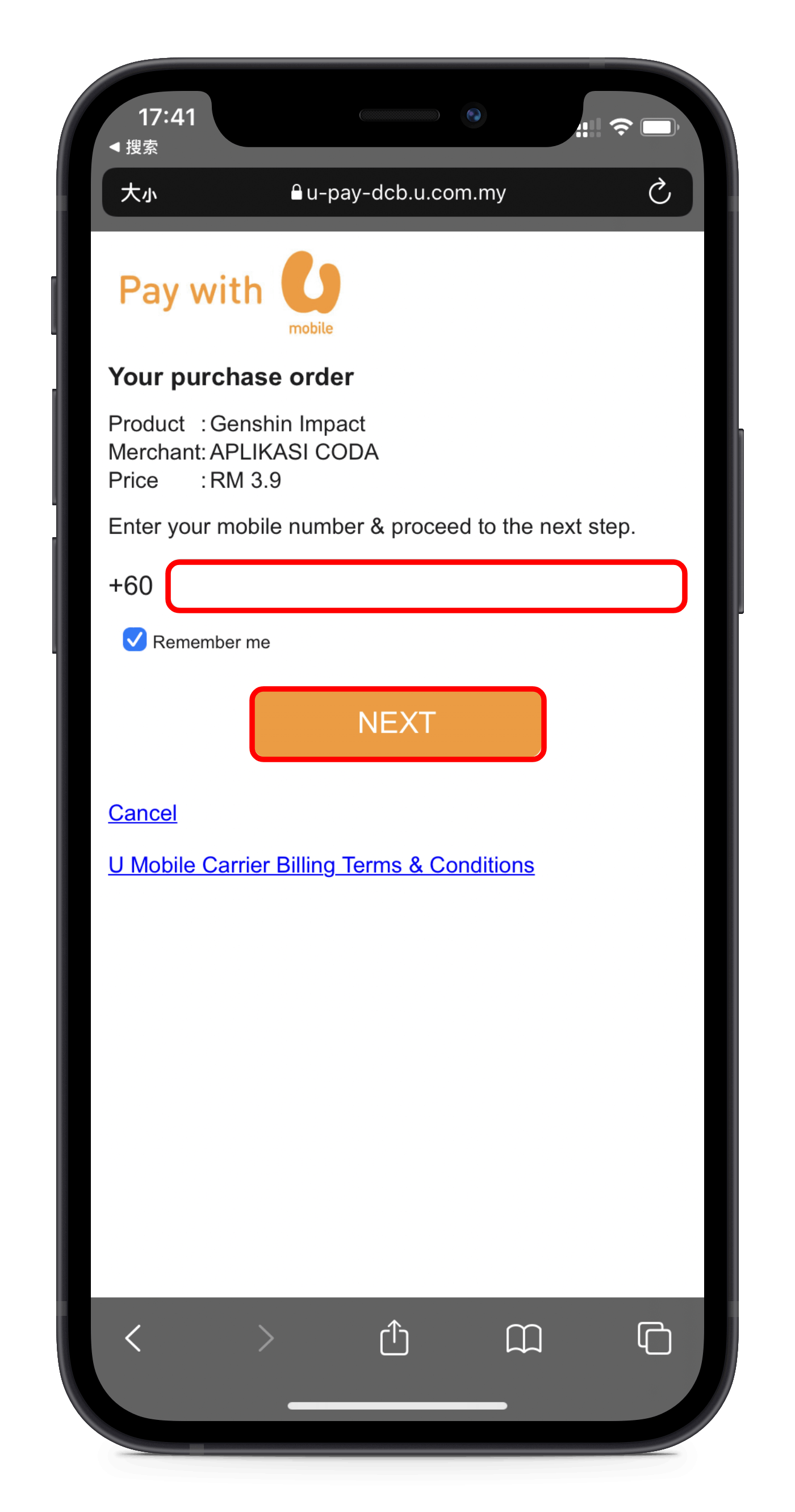 How To Make A Payment With U Mobile – Codashop Malaysia