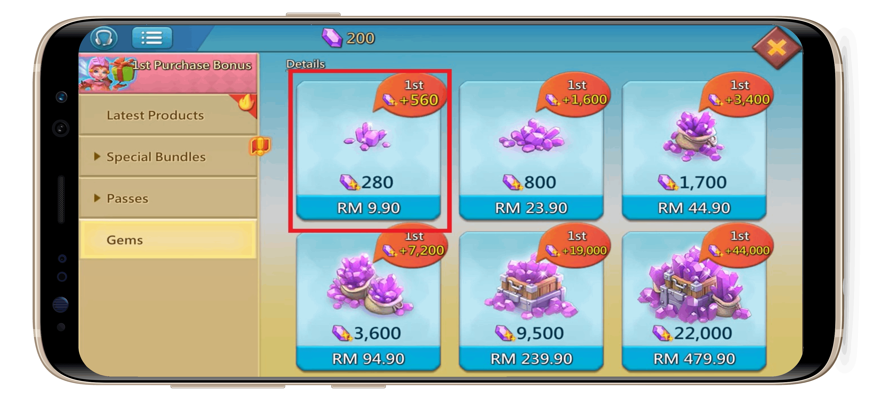 How can I purchase Gems for Lords Mobile Kingdom Wars using the Google ...